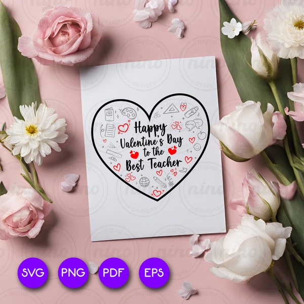 Valentine Teacher Svg - Etsy