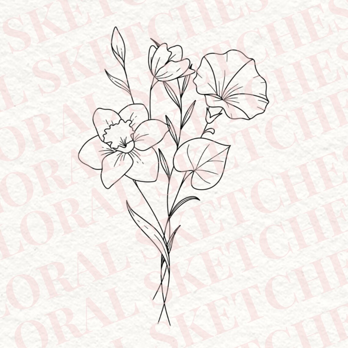 Custom Birth Flower Drawing 2 Stems - Etsy