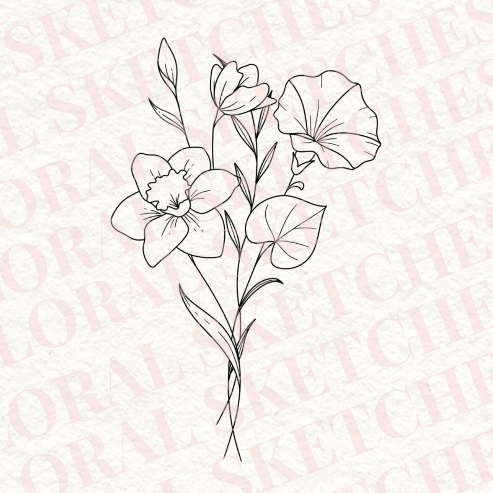 Custom Birth Flower Drawing 2 Stems - Etsy