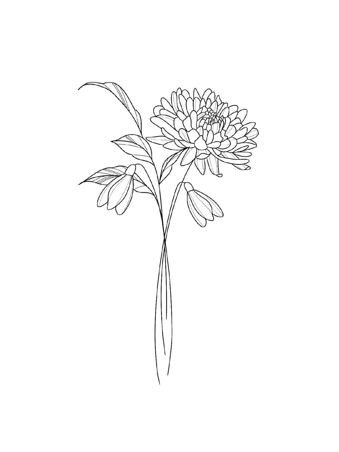 Custom Birth Flower Bouquet Drawing - Etsy