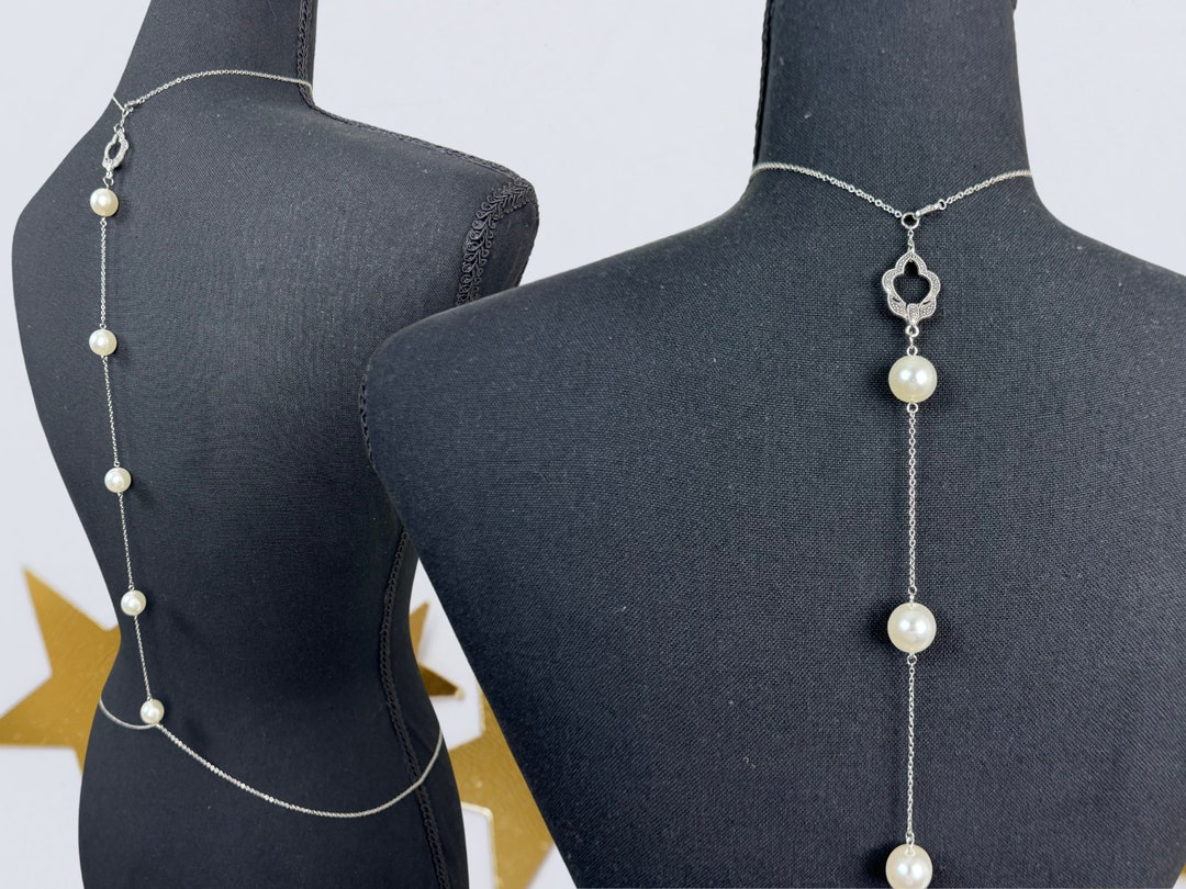 Handmade Pearl Back Chain: Minimalist Bridal Body Jewelry - Etsy