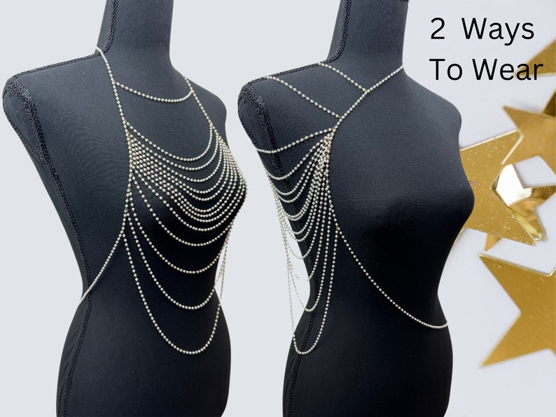 Multi Layer Body Chain Bridesmaid Evening Gowns Jewelry Necklace Chain ...