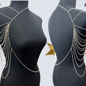 Multi Layer Body Chain Bridesmaid Evening Gowns Jewelry Necklace Chain ...