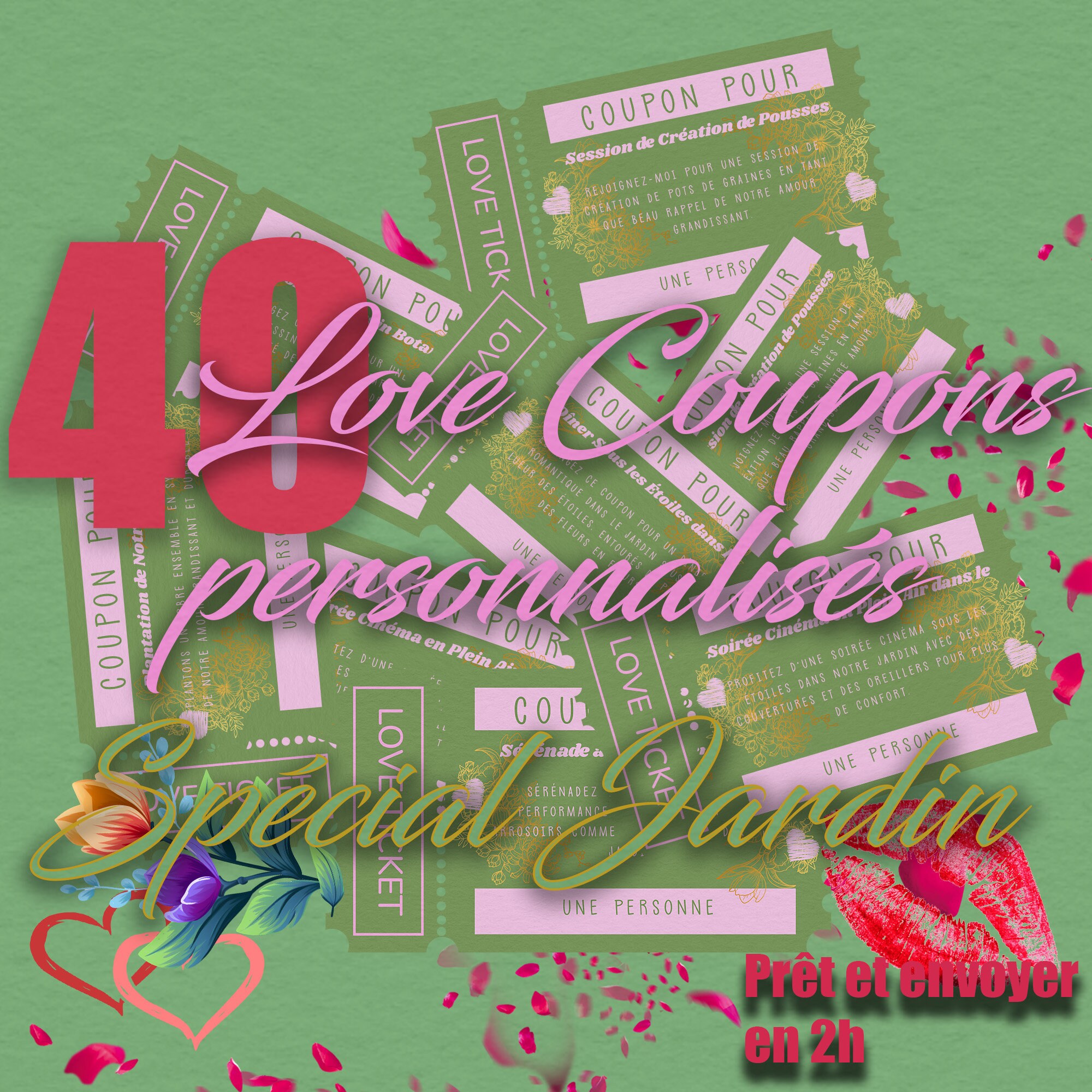 Printable Love Coupons Special Gardening, in French, Personalized Love ...