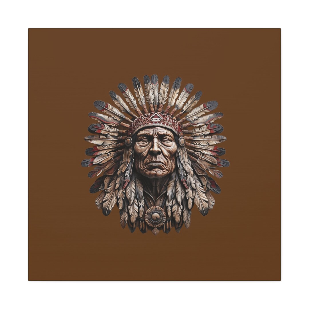 Spirit of the Chief: Wooden Portrait on Canvas Gallery Wrap Collectors ...