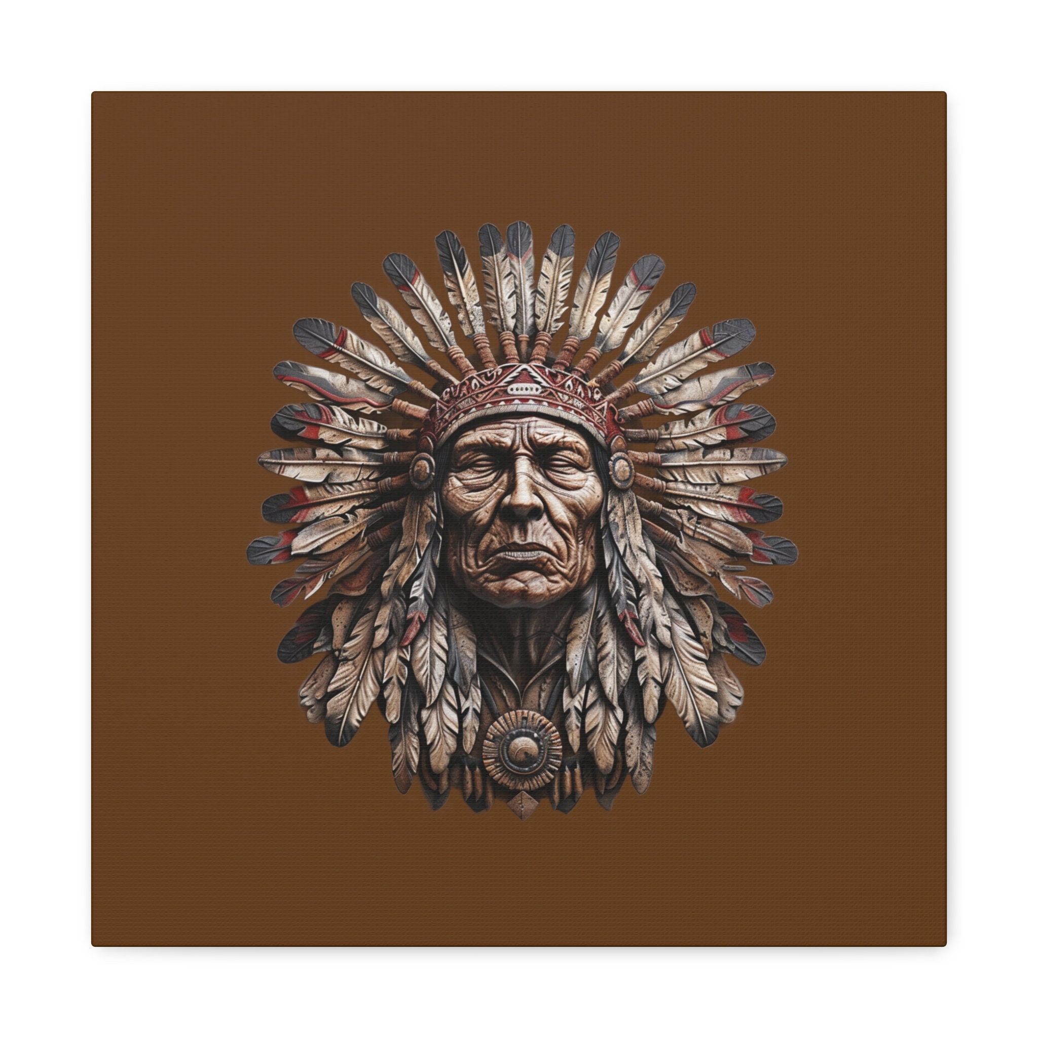 Spirit of the Chief: Wooden Portrait on Canvas Gallery Wrap Collectors ...