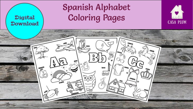 Spanish Alphabet Coloring Pages - Etsy