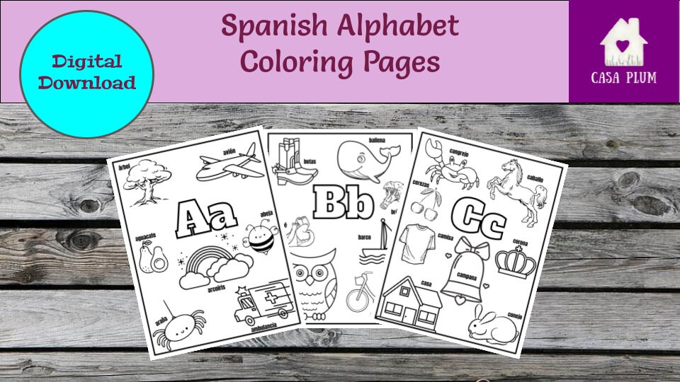Spanish Alphabet Coloring Pages - Etsy