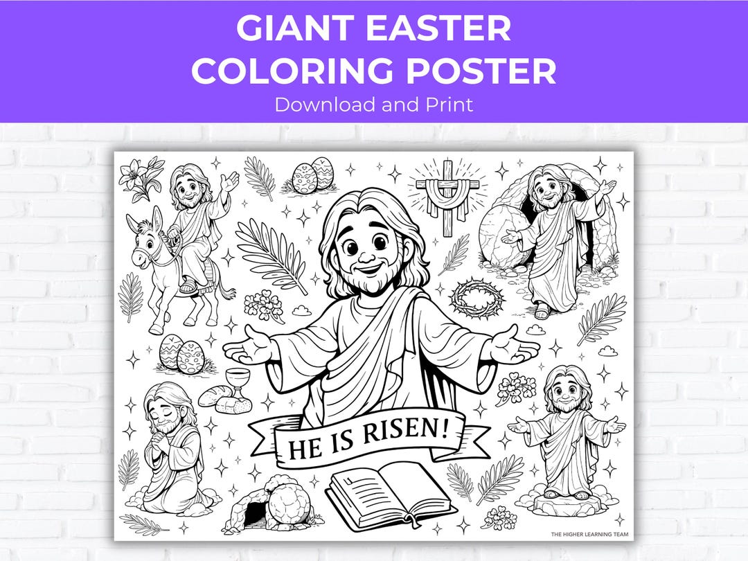 Easter Coloring Poster – He is Risen Activity for Kids (digital ...