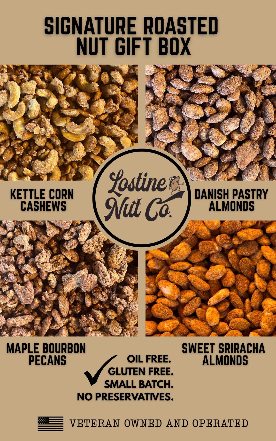 Signature Roasted Nut Gift Box - Maple Bourbon Pecans, Kettle Corn ...