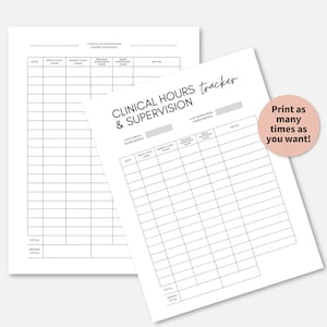 Clinical Hours Tracker Template, Clinical Hours Log, Social Work ...