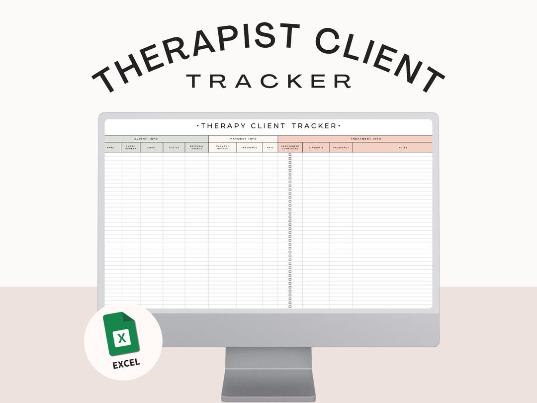 Therapy Client Tracker Excel, Client Tracker Social Work, Client ...