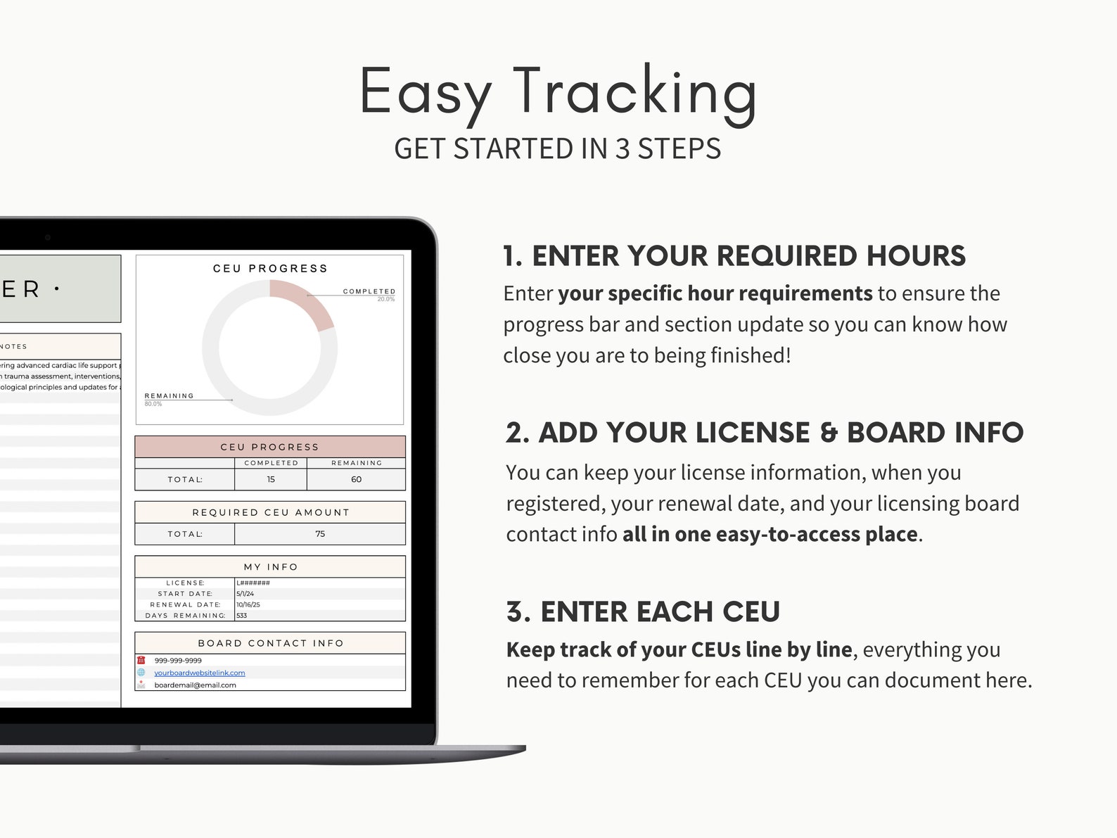 CEU Tracker Template Google Sheets, Continuing Education Tracker ...
