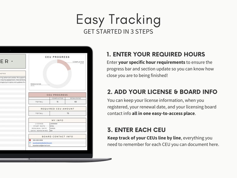 CEU Tracker Template Google Sheets, Continuing Education Tracker ...