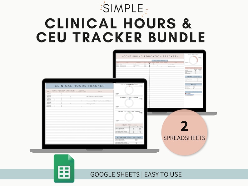 Clinical Hours Tracker Template Google Sheets, Clinical Hours Log, Clinical Supervision Tracker ...