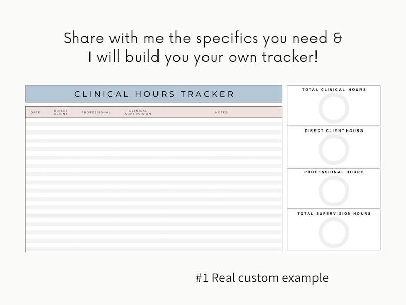 Custom Clinical Hours Tracker Template Google Sheets, Clinical Hours Log, Social Work ...