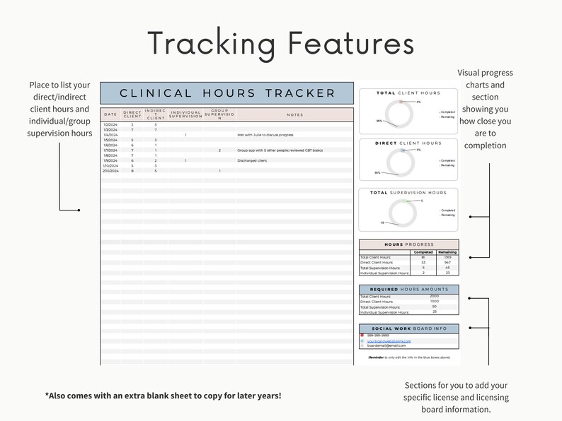 Clinical Hours Tracker Template Excel, Clinical Hours Log, Social Work ...