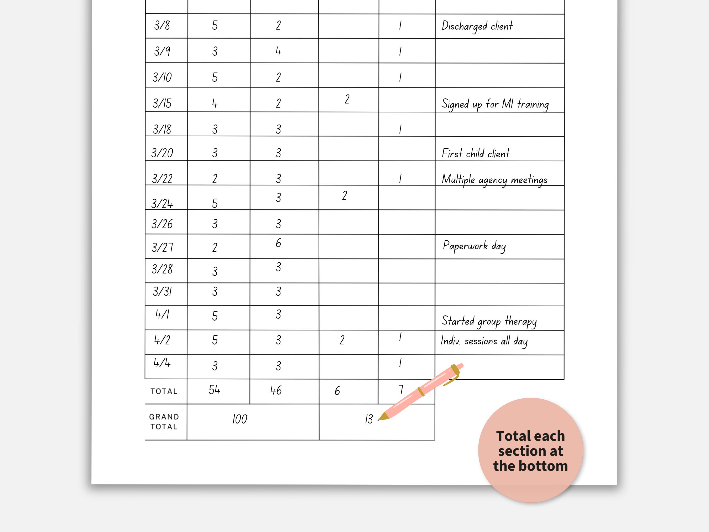 Clinical Hours Tracker Template, Clinical Hours Log, Social Work ... Clinical Hours Tracker Template, Clinical Hours Log, Social Work ...