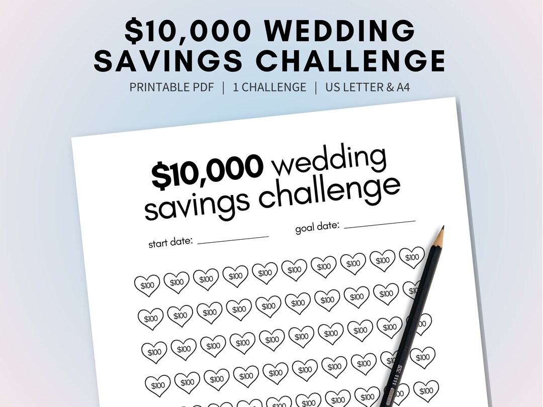 Wedding Savings Challenge Printable, Wedding Savings Tracker, 10k ...