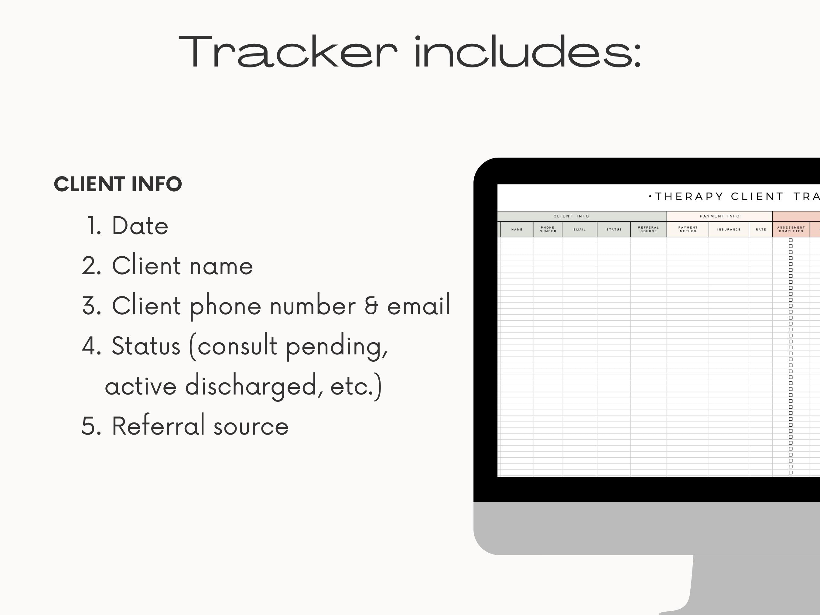 Therapist Client Tracker Excel Template: Caseload Tracker (digital ...