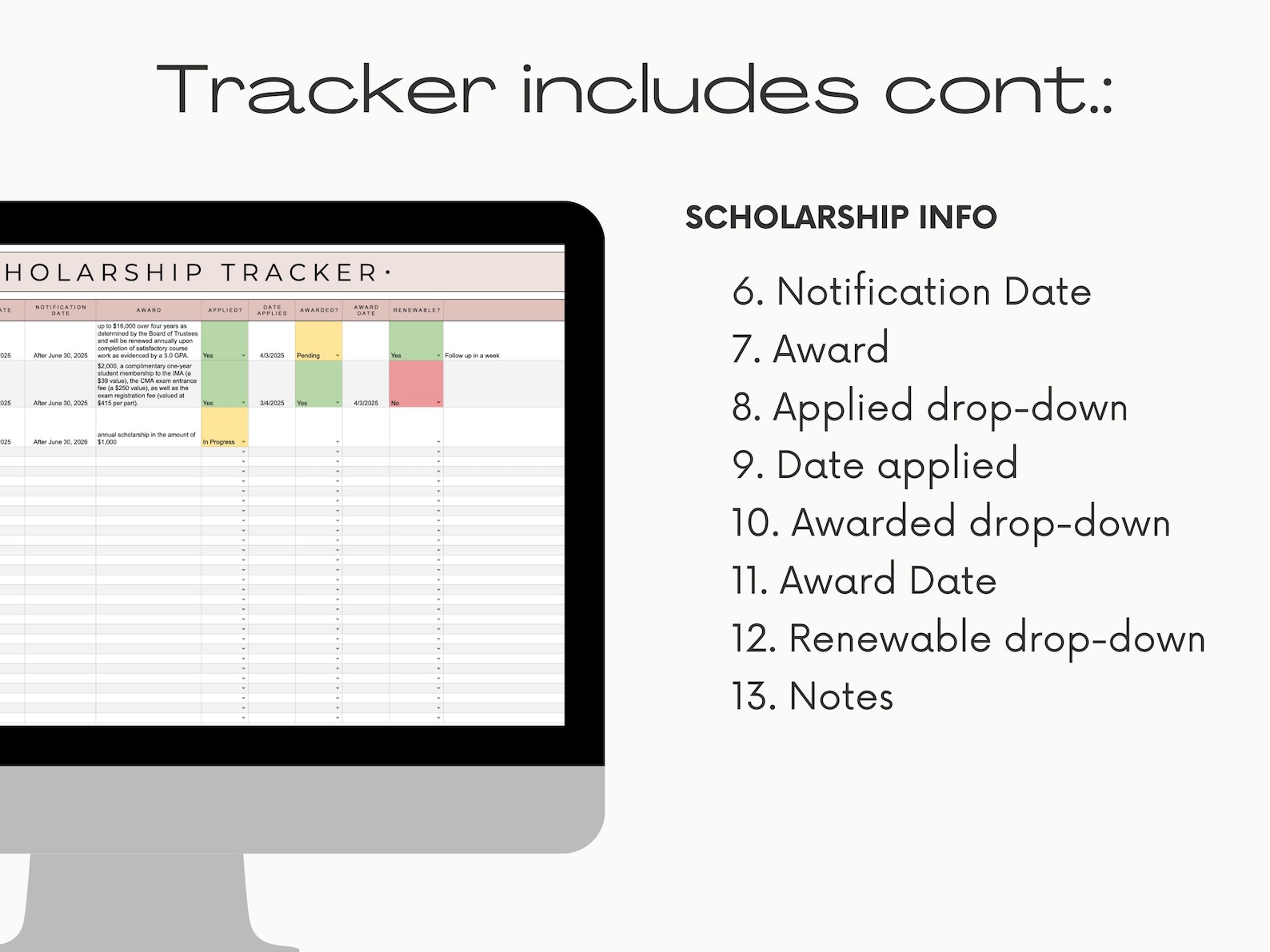 Scholarship Tracker Google Sheets Template: Application Organizer ...