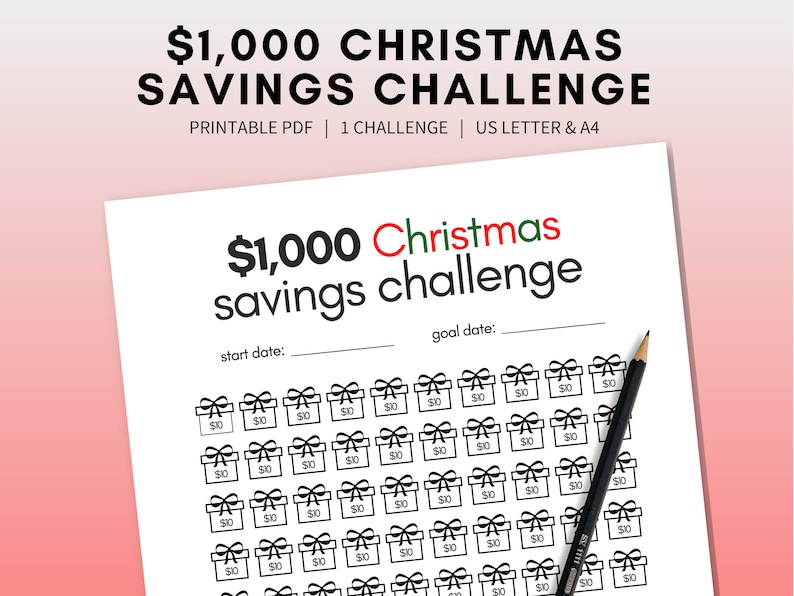 Christmas Savings Challenge Printable, Christmas Savings Tracker ...