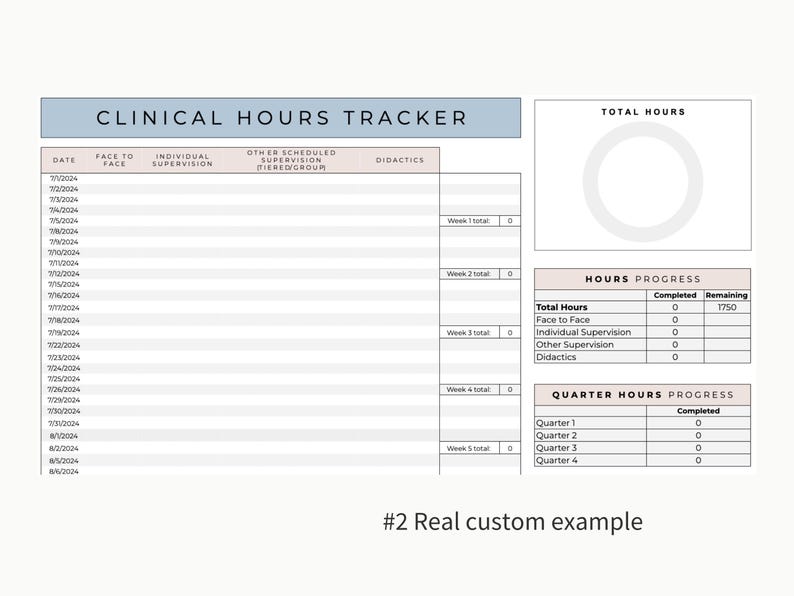 Custom Clinical Hours Tracker Template Google Sheets, Clinical Hours Log, Social Work ...