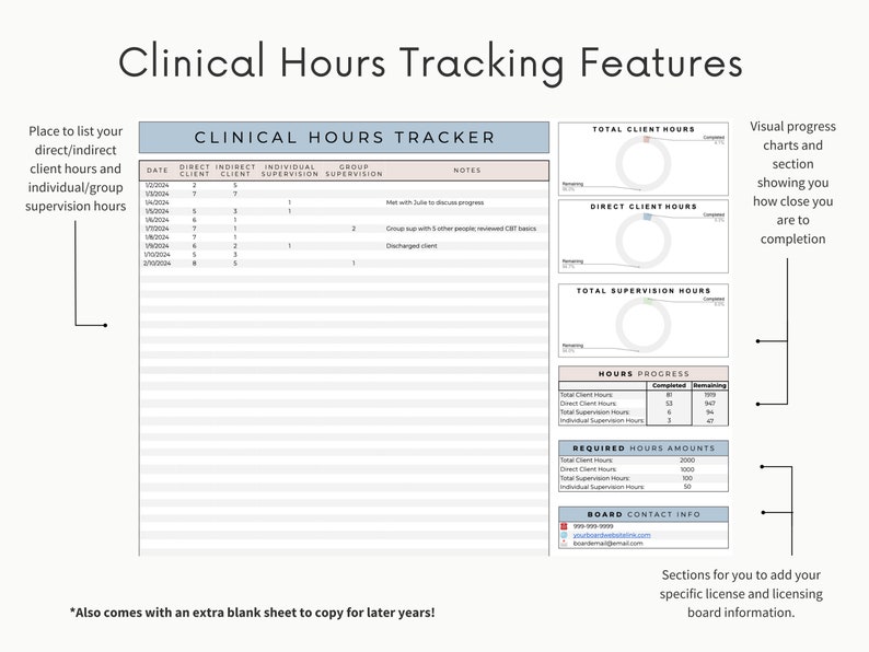 Clinical Hours Tracker Template Google Sheets, Clinical Hours Log ...