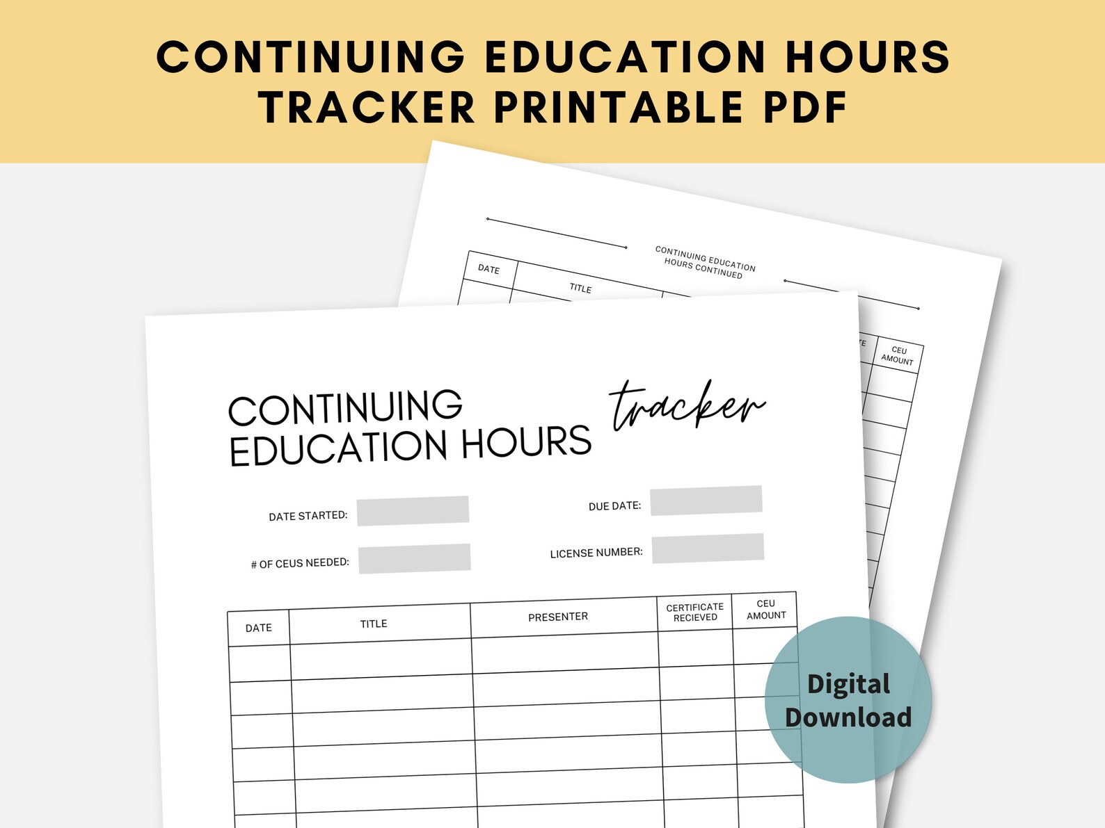 CEU Tracker Template Printable Pdf, Continuing Education Tracker ...