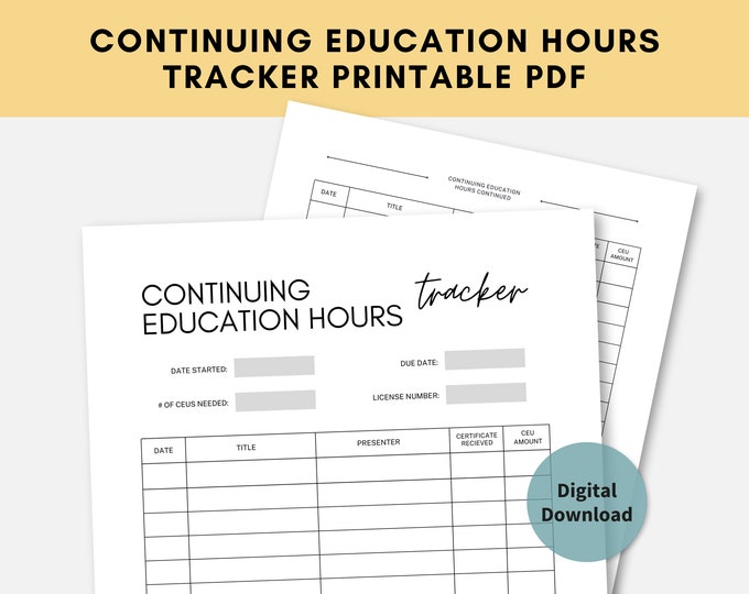 CEU Tracker Template Google Sheets, Continuing Education Tracker ...