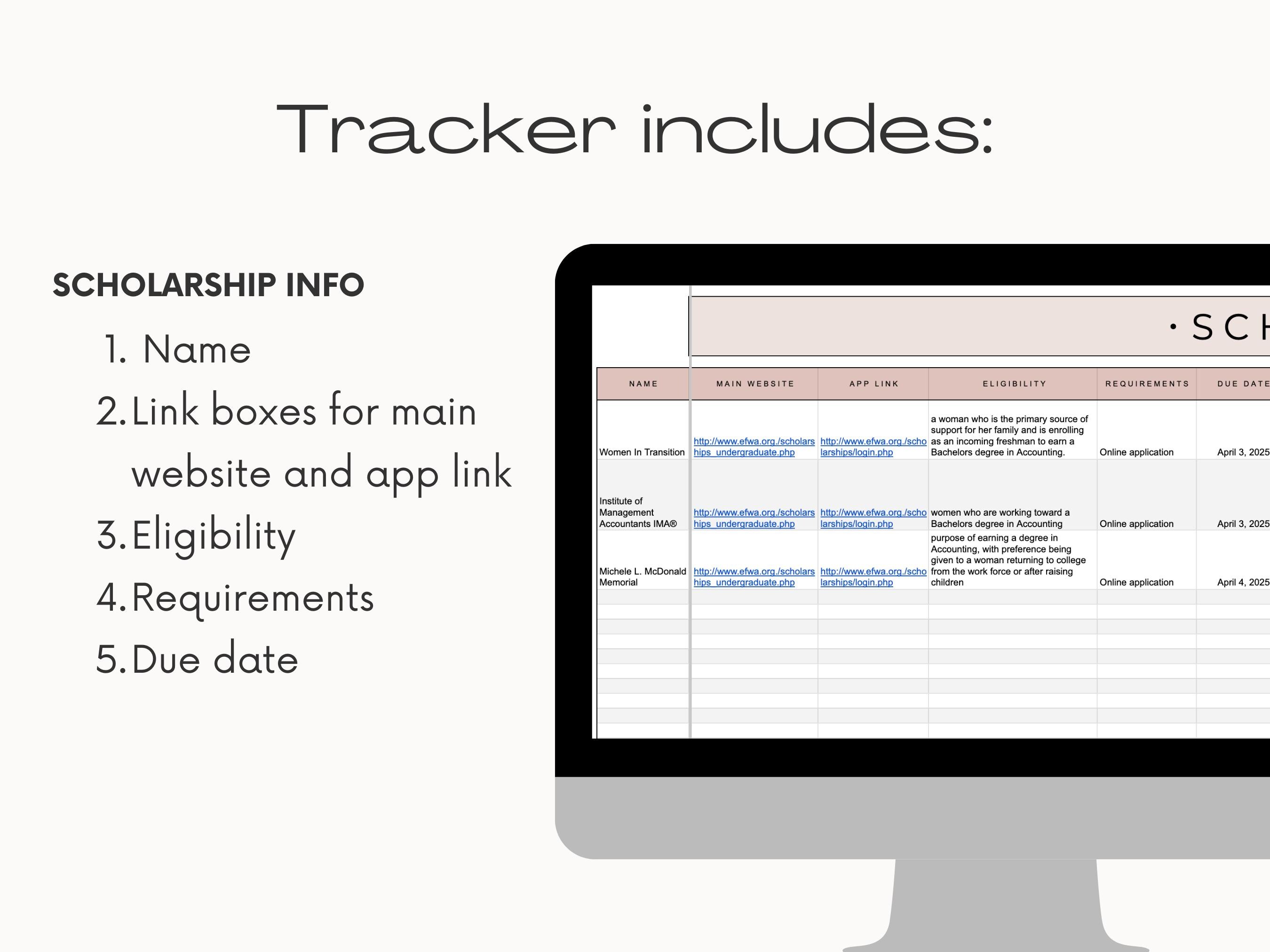 Scholarship Tracker Google Sheets Template: Application Organizer ...