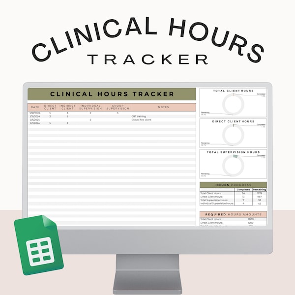 Social Work Clinical Hours Tracking - Etsy