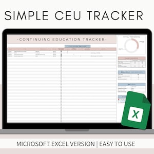 CEU Tracker Template Excel, Continuing Education Tracker Template, CEU ...