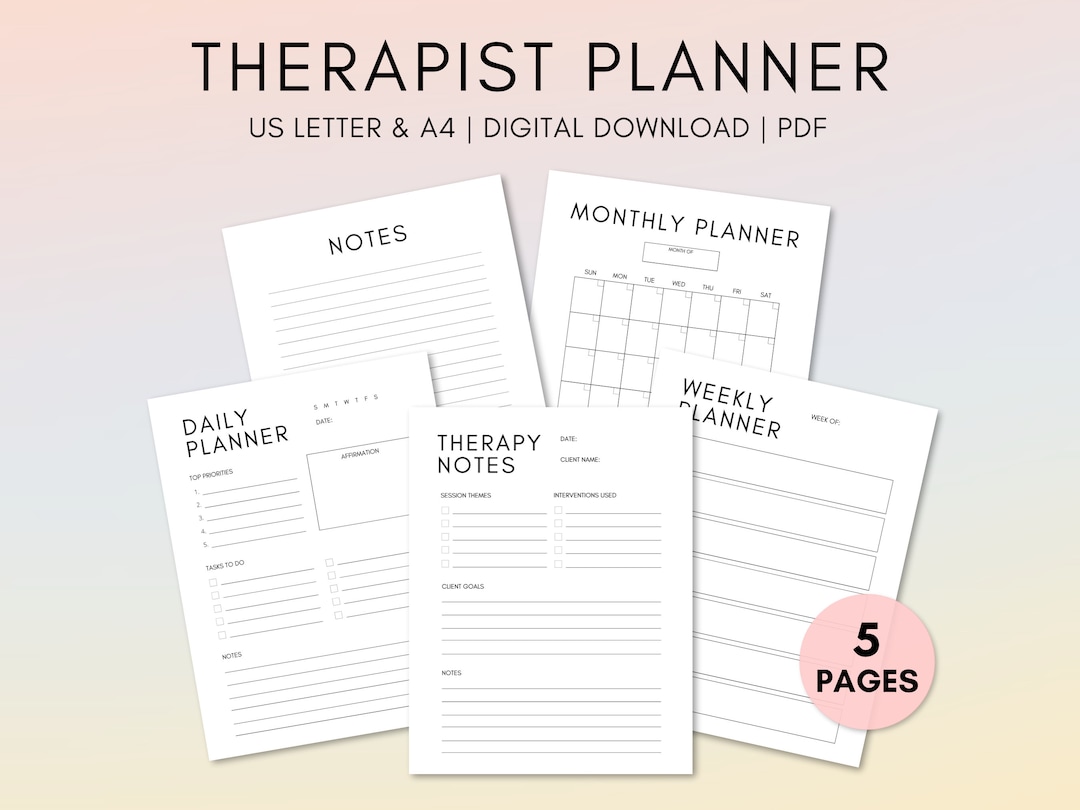 Therapist Planner Printable, Therapy Note Template, Therapy Appointment ...