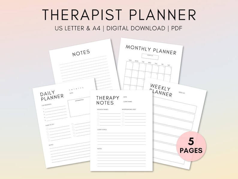 Therapist Planner Printable, Therapist Note Template, Therapist Tools ...