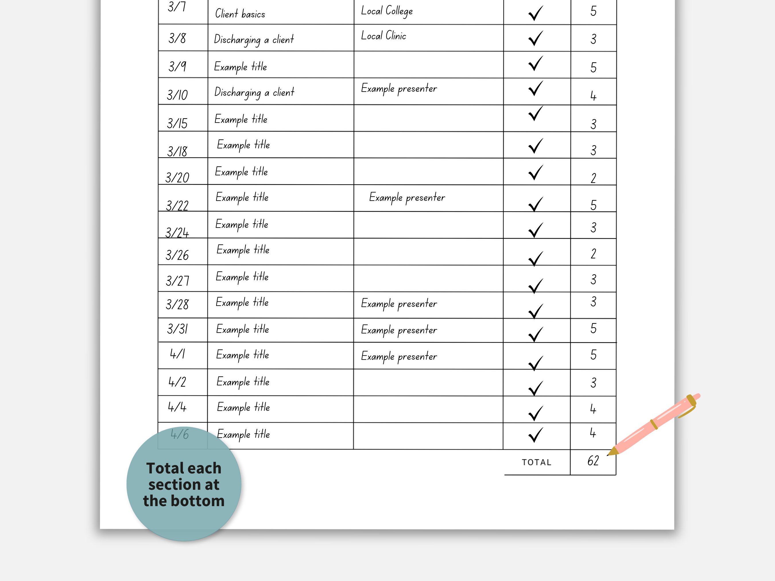 CEU Tracker Template Printable Pdf, Continuing Education Tracker ...