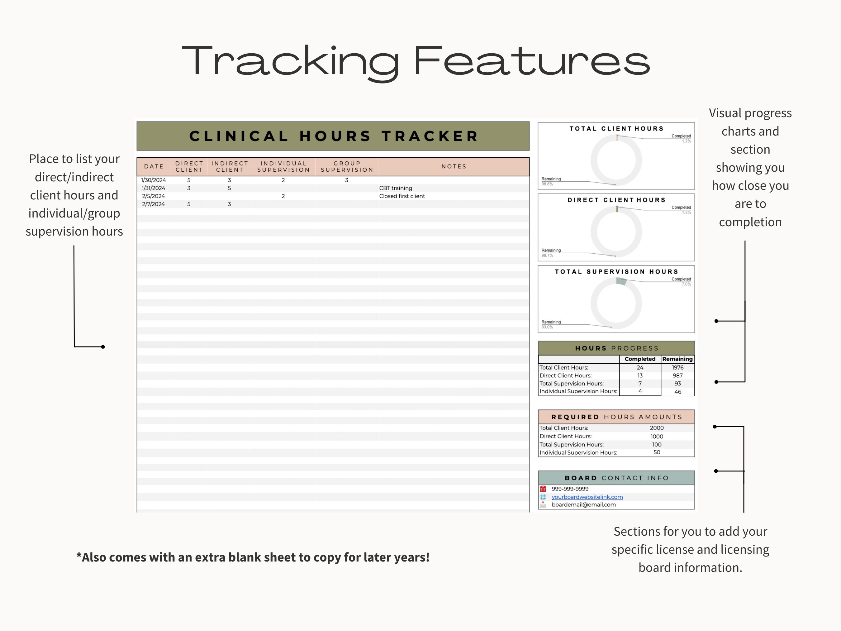 Clinical Hours Tracker Template Google Sheets Earth Tone, Clinical ...