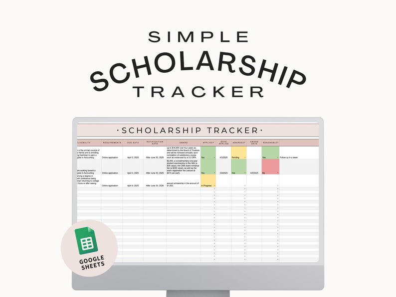 Scholarship Tracker Google Sheets Template: Application Organizer ...