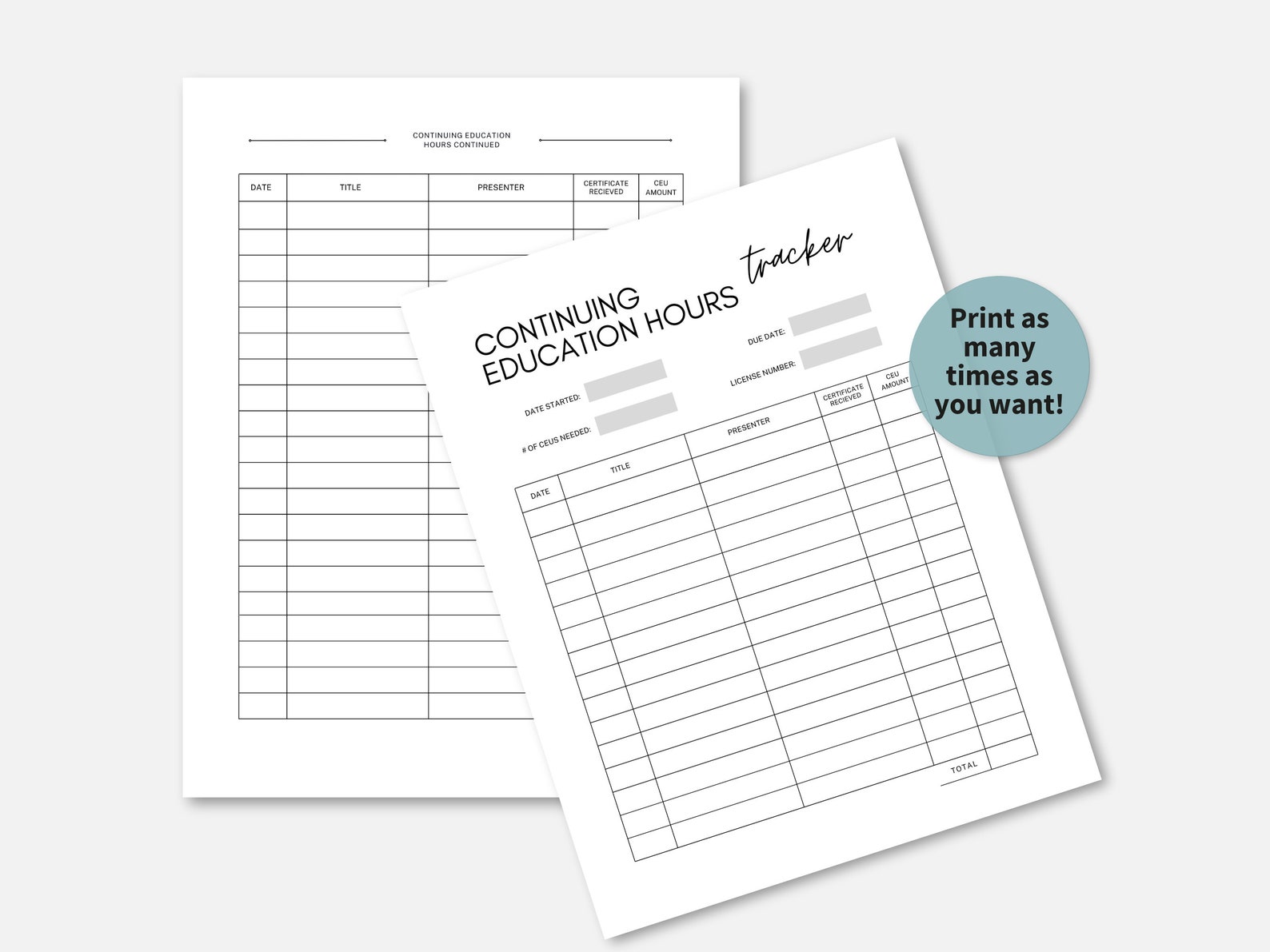 CEU Tracker Template Printable Pdf, Continuing Education Tracker ...