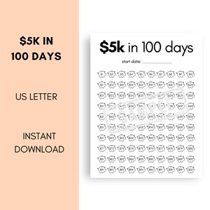 5000 Savings Challenge Printable, 5k in 100 Days, 5k Savings Challenge ...