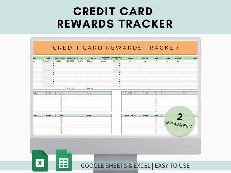 Credit Card Rewards Tracker, Credit Card Tracker Google Sheet, Card ...