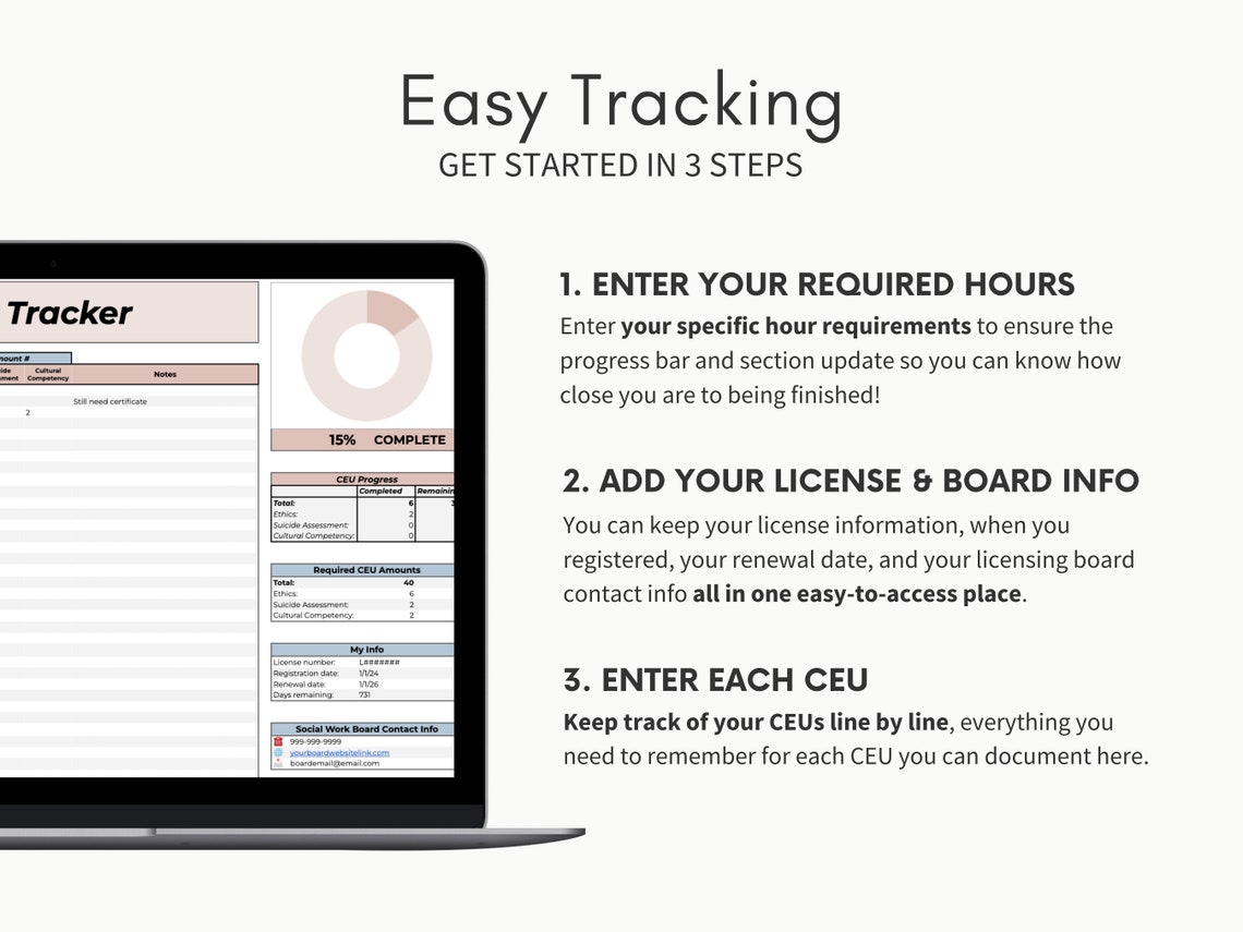 CEU Tracker Template Google Sheets, Continuing Education Tracker ...