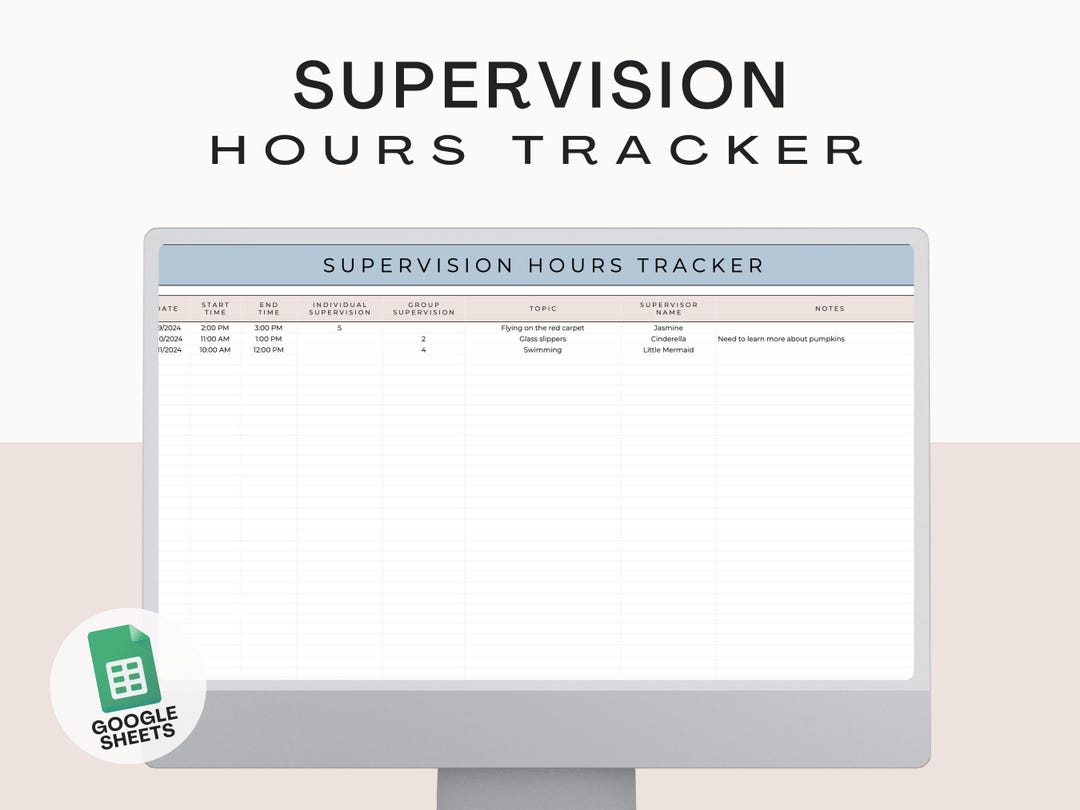 Supervision Hours Tracker, Supervision Hours Log, Clinical Supervision ...
