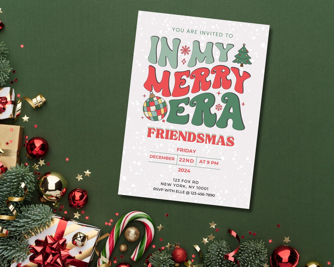 Friendsmas Party Invitation, Editable Friendsmas Invitation, Friends ...