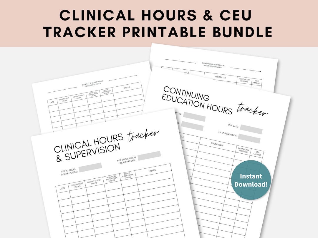 Clinical Hours Tracker Template, Clinical Hours Log, Continuing ...