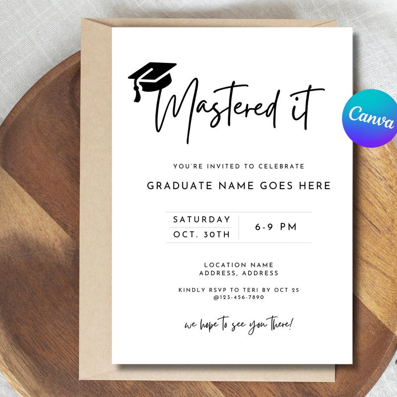Masters Degree Graduation Invitation - Etsy