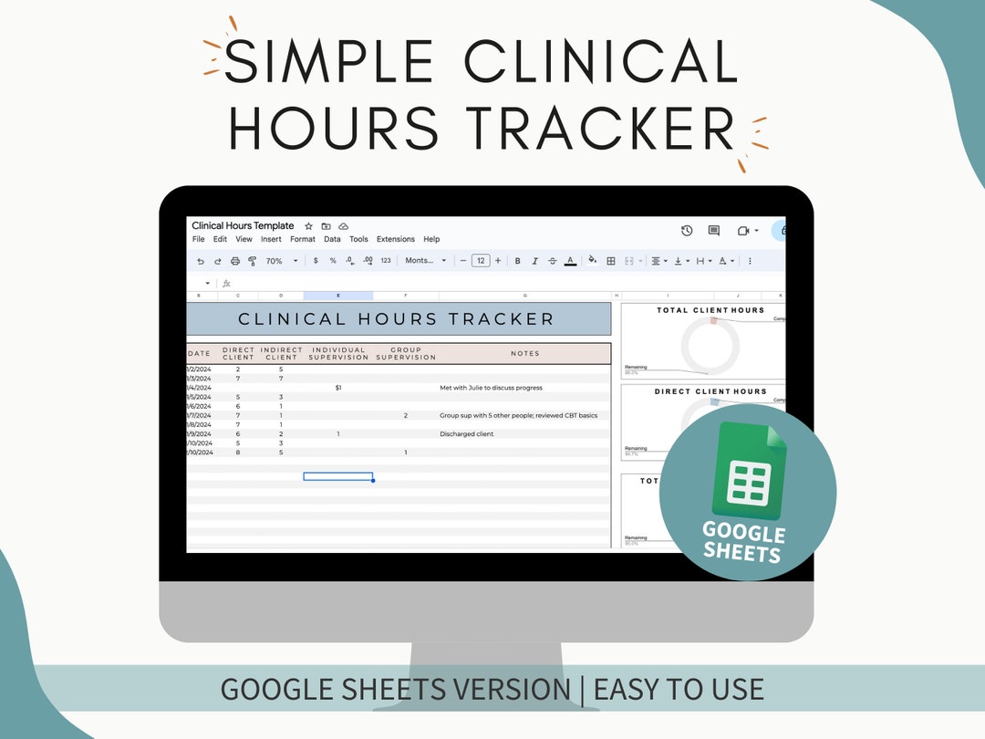 Clinical Hours Tracker Template Google Sheets, Clinical Hours Log ...