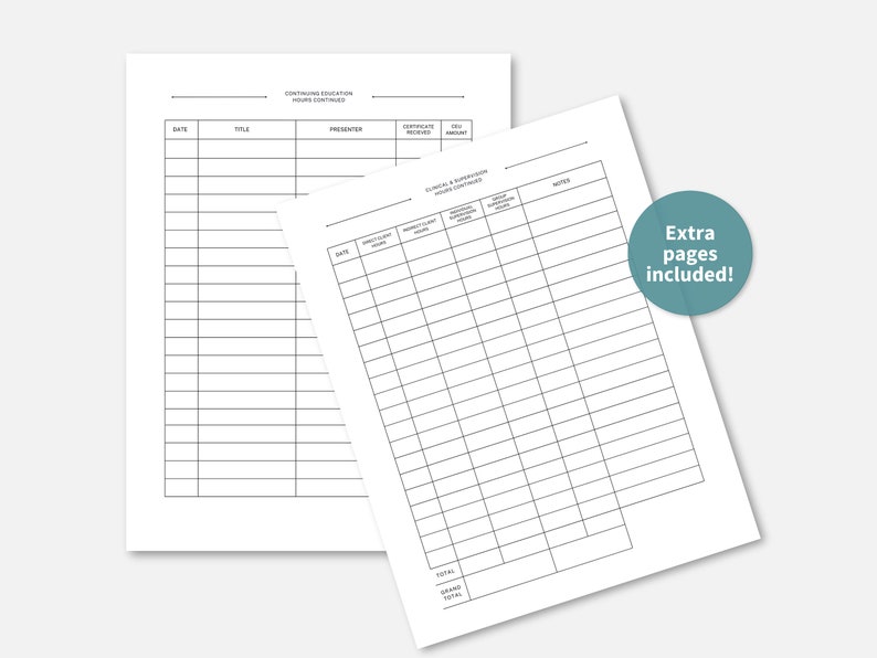 Clinical Hours Tracker Template, Clinical Hours Log, Continuing ...
