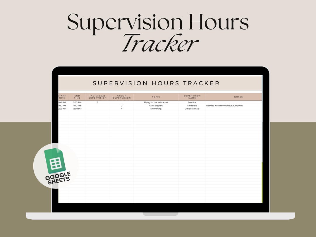 Supervision Hours Tracker, Supervision Hours Log, Clinical Supervision ...