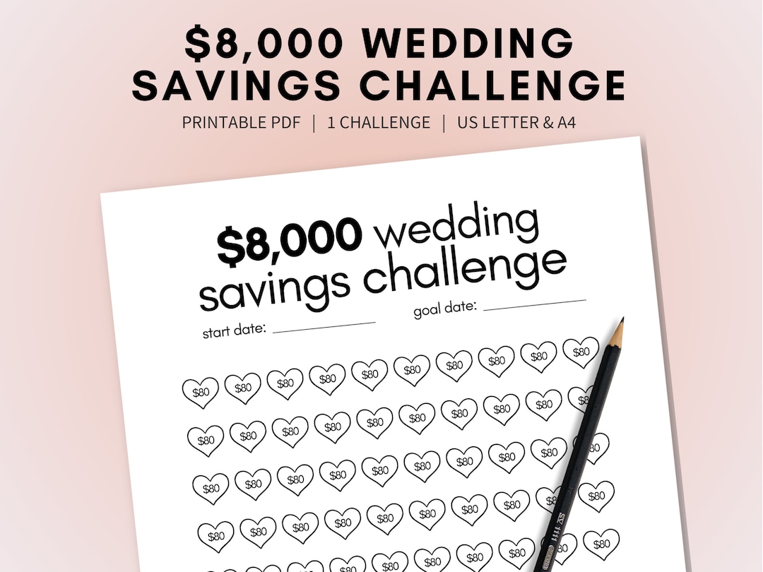 Wedding Savings Challenge Printable, Wedding Savings Tracker, 8k ...